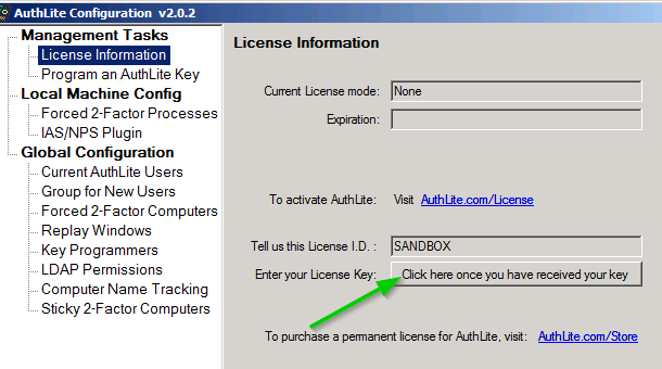 Enter your License Key | AuthLite v2.4 Documentation | AuthLite